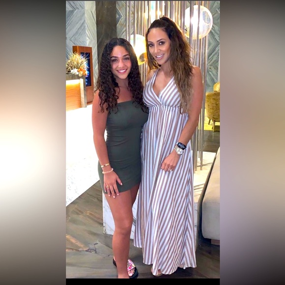 Devi | Dresses | Blue And White Striped Maxi Dress Celebrity Look ...